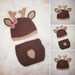 Crochet Rudolph Hat and Diaper Cover Set. Photo Prop. Baby. 0-3, 3-6, 6 ...