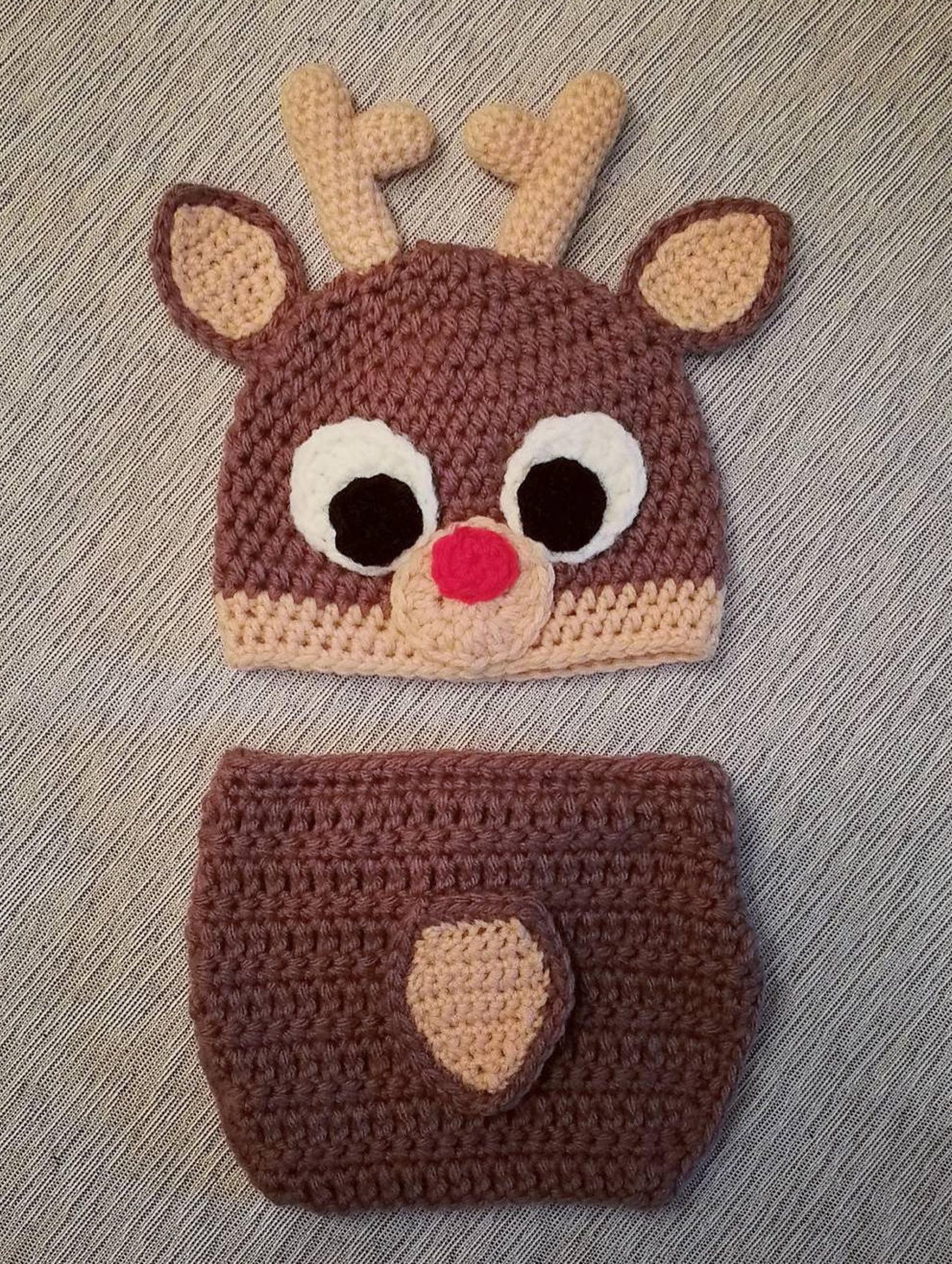 Crochet Rudolph Hat and Diaper Cover Set. Photo Prop. Baby. - Etsy Canada