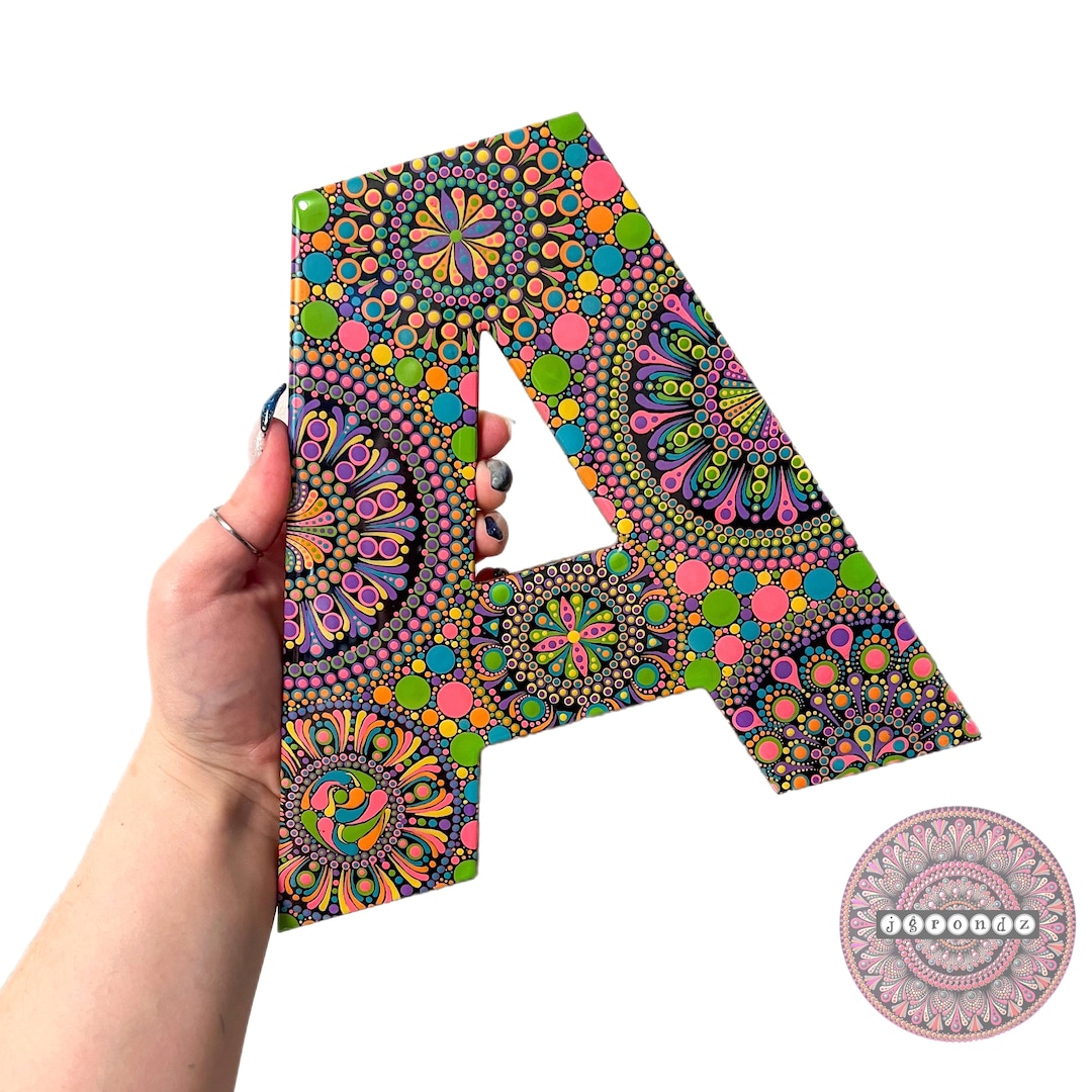 Painted Letter Decor Letter A Mandala Painting Dot - Etsy