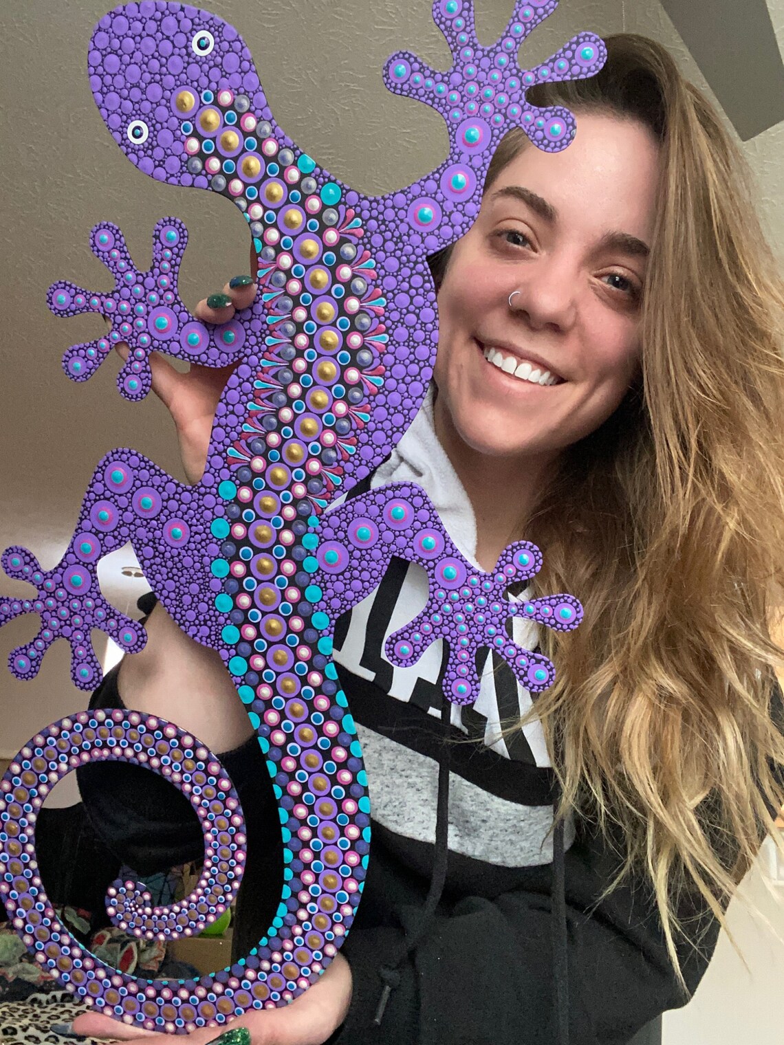 Hand Painted Metal Gecko Wall Decor - Etsy