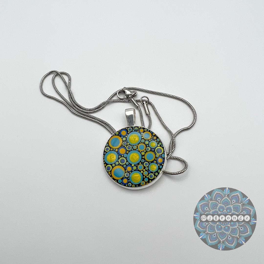 Colorful Dot Art Necklace Pendant & Chain - Etsy