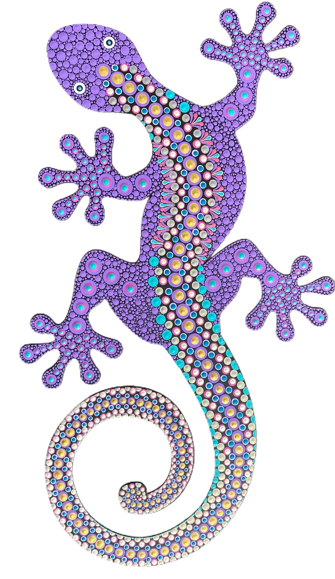 Hand Painted Metal Gecko Wall Decor - Etsy