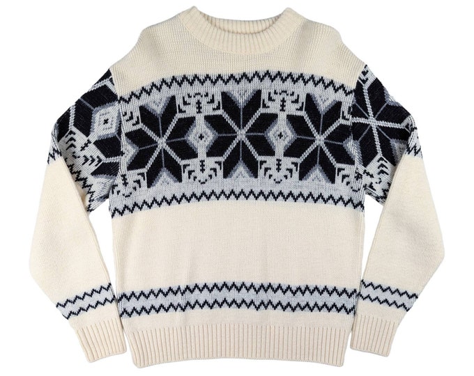 60s Vintage SNOWFLAKE Sweater Fair Isle Knit Sweater Nordic Icelandic ...