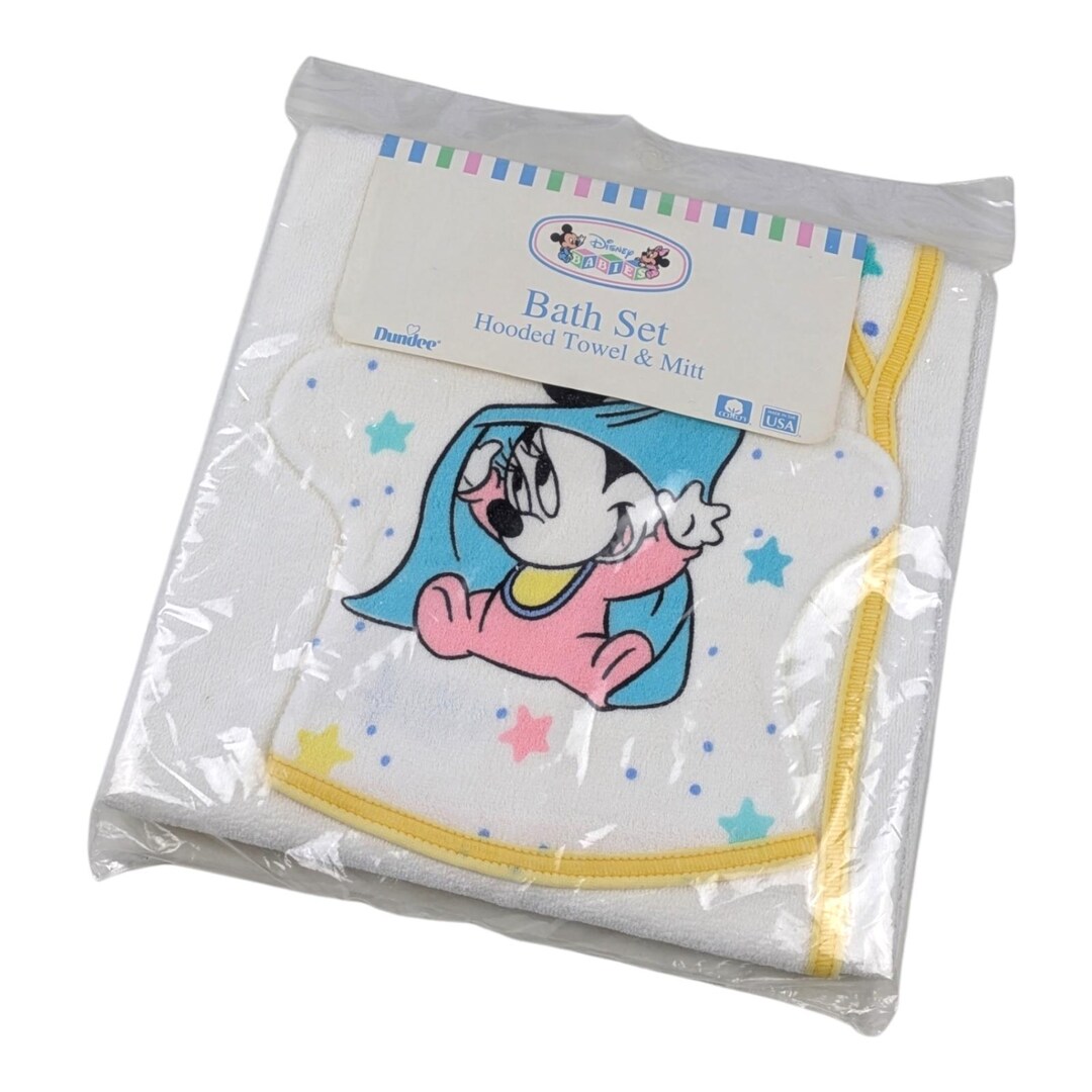 Vintage DISNEY Bath Set Disney Babies Hooded Towel and Mitt by Dundee ...