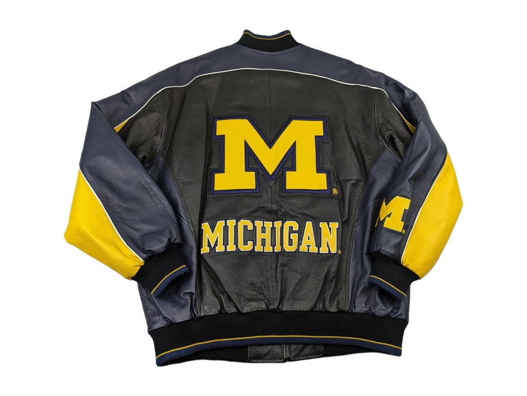 90s Vintage WOLVERINES Jacket University of Michigan Wolverines Leather ...