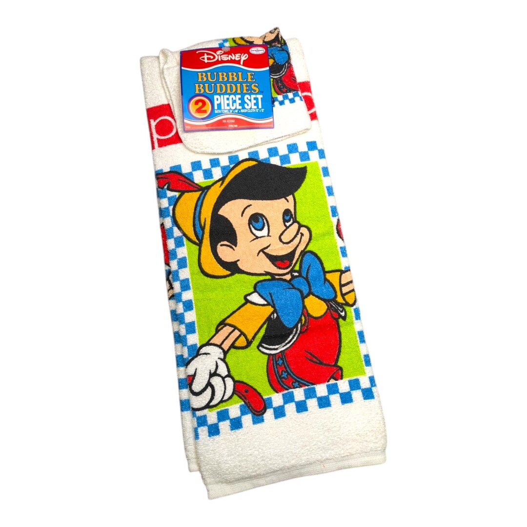 Vintage PINOCCHIO Towel Set Walt Disney Bubble Buddies Bath Ensemble ...