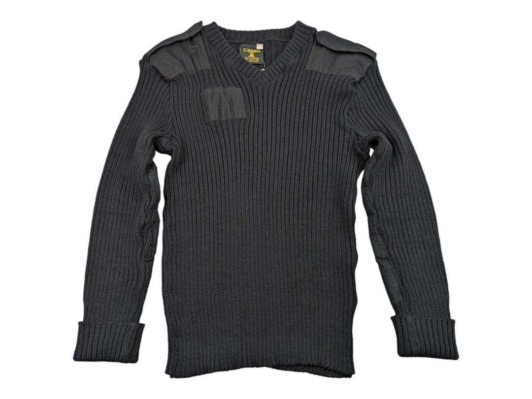 Vintage MILITARY Sweater Commando Military Style Tactical Elbow Patches ...