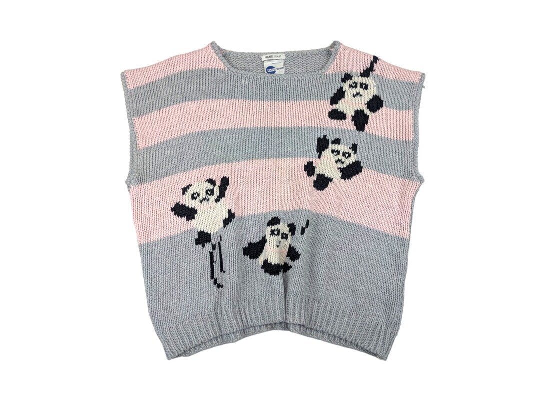 90s Vintage PANDA Sweater Cute Pandas Animal Acrylic Knit Blend ...