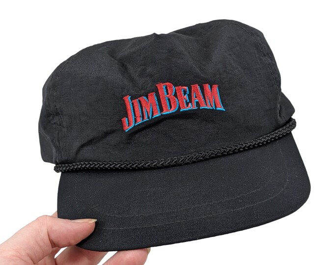 90s Vintage JIM BEAM Hat Embroidered Jim Bean Whiskey Cord Rope Band ...