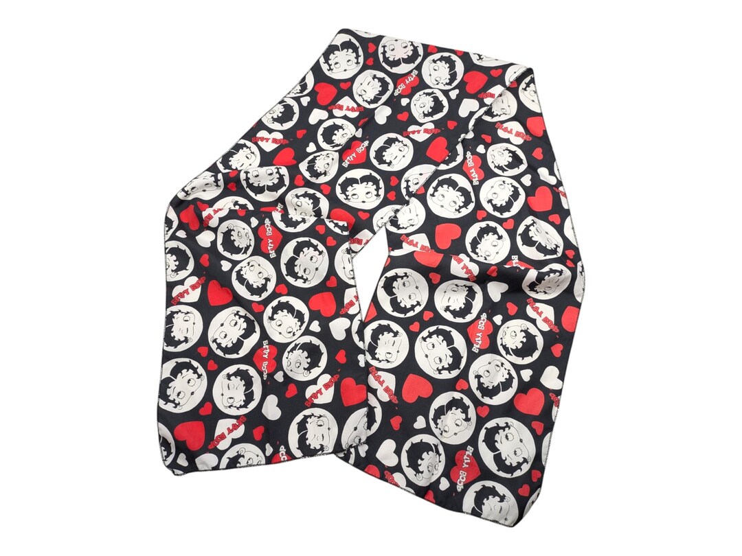 90er Vintage BETTY BOOP Schal Betty Boop Herz Print Langer Halsschal ...