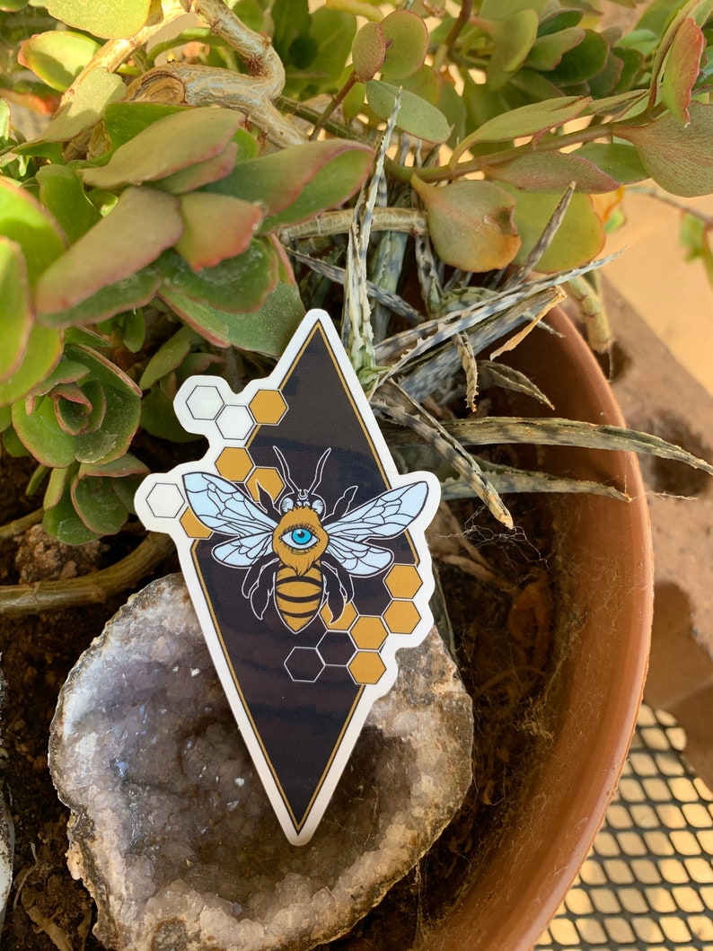 What Do You Bee-lieve? Sticker, Bee, Occult, Honeycomb, Hive, Sacred Geometry, Wings, Clear ...