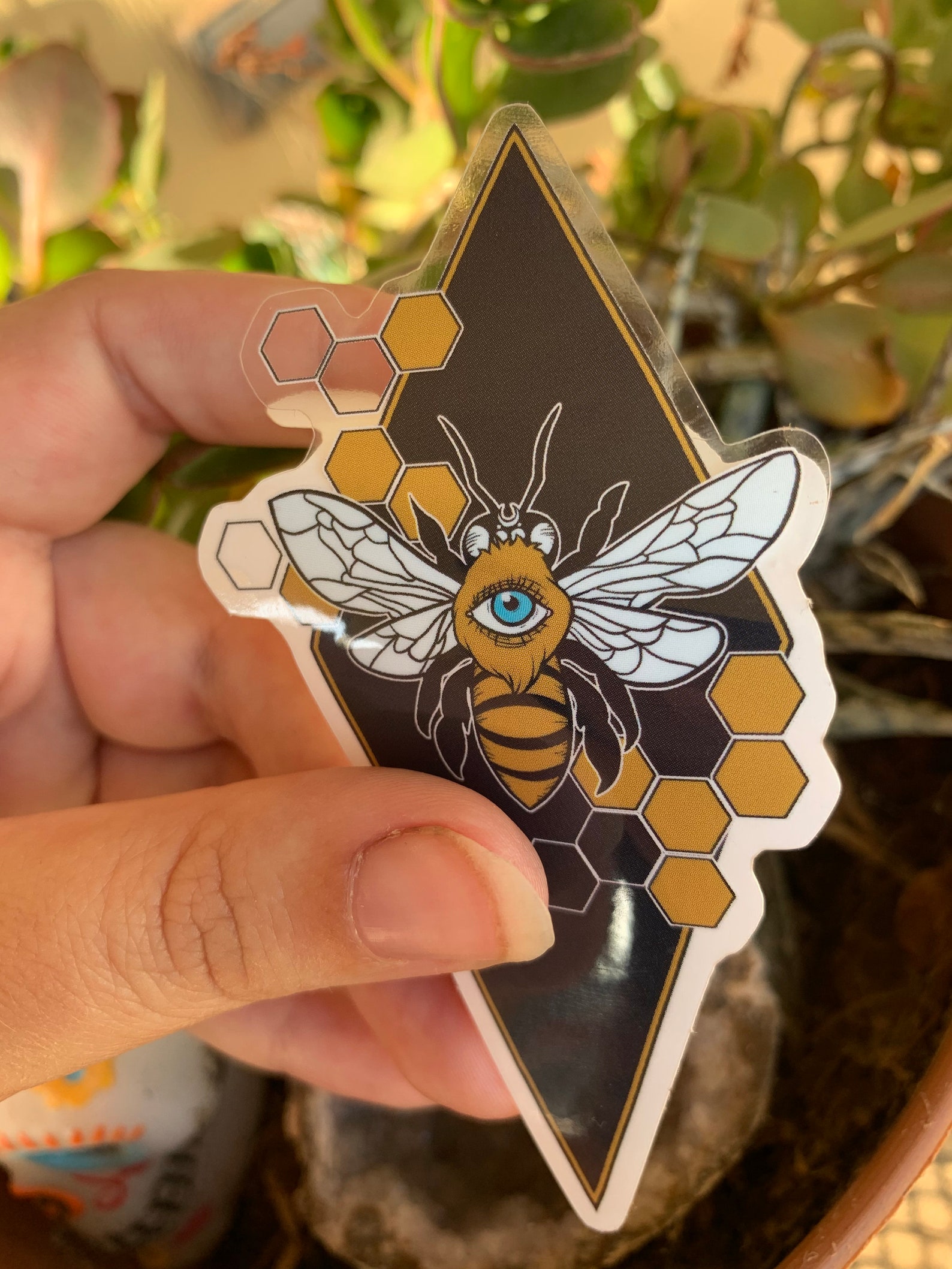 What Do You Bee-lieve? Sticker, Bee, Occult, Honeycomb, Hive, Sacred Geometry, Wings, Clear ...