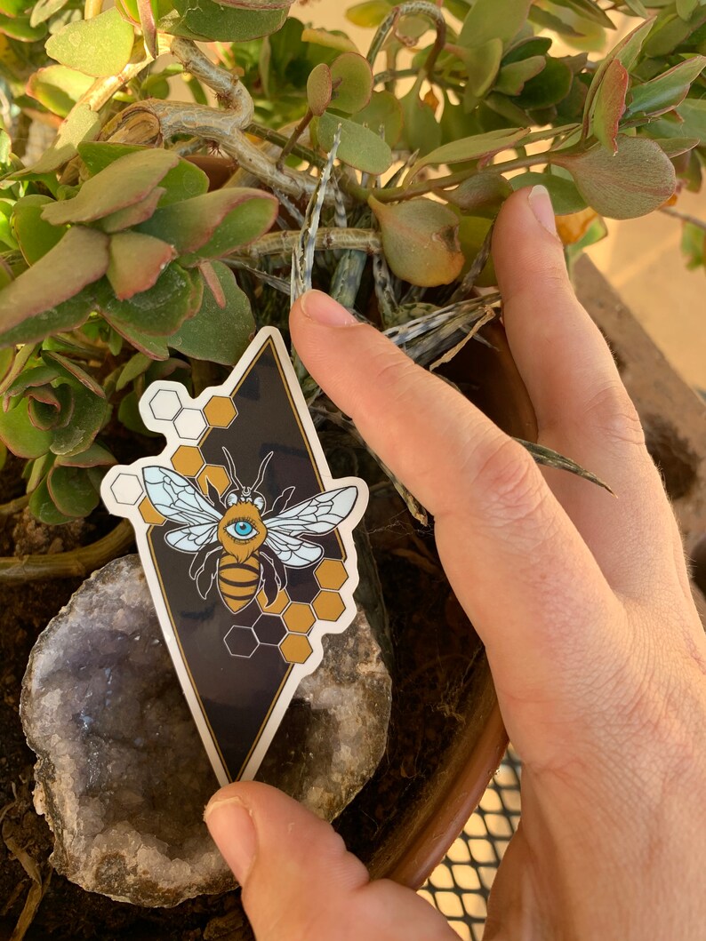 What Do You Bee-lieve? Sticker, Bee, Occult, Honeycomb, Hive, Sacred Geometry, Wings, Clear ...