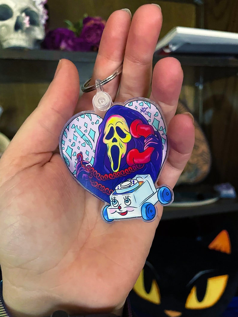 No U Hang up (scream, PARODY, Horror, Art, Cute, Keychain, Fisher Price ...