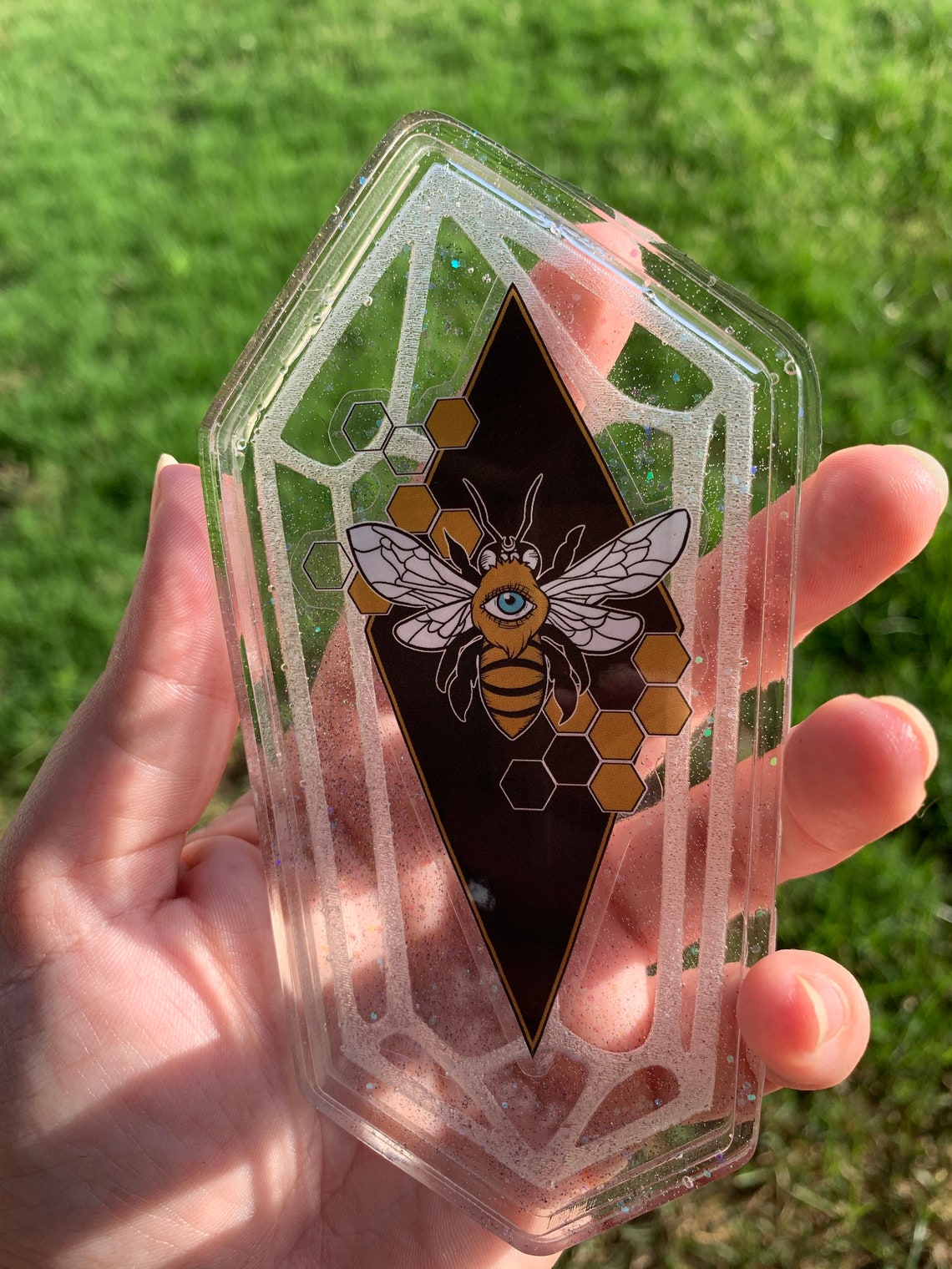 What Do You Bee-lieve? Sticker, Bee, Occult, Honeycomb, Hive, Sacred Geometry, Wings, Clear ...