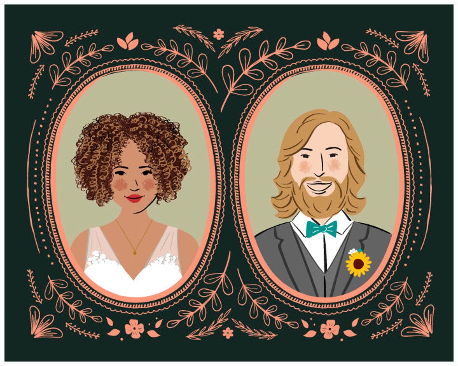 Custom Couple Portrait From Photo as Seen on Etsy TV Ad - Etsy