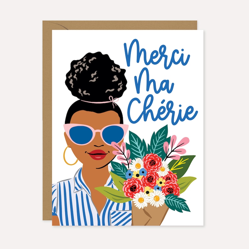 Merci Ma Cherie French Thank You Card Cute Merci - Etsy