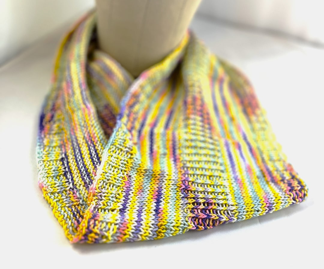 Cowl Hand Knit - NEON Egg Hunt Cowl - 622 - Neon Colors Yellow Purple ...