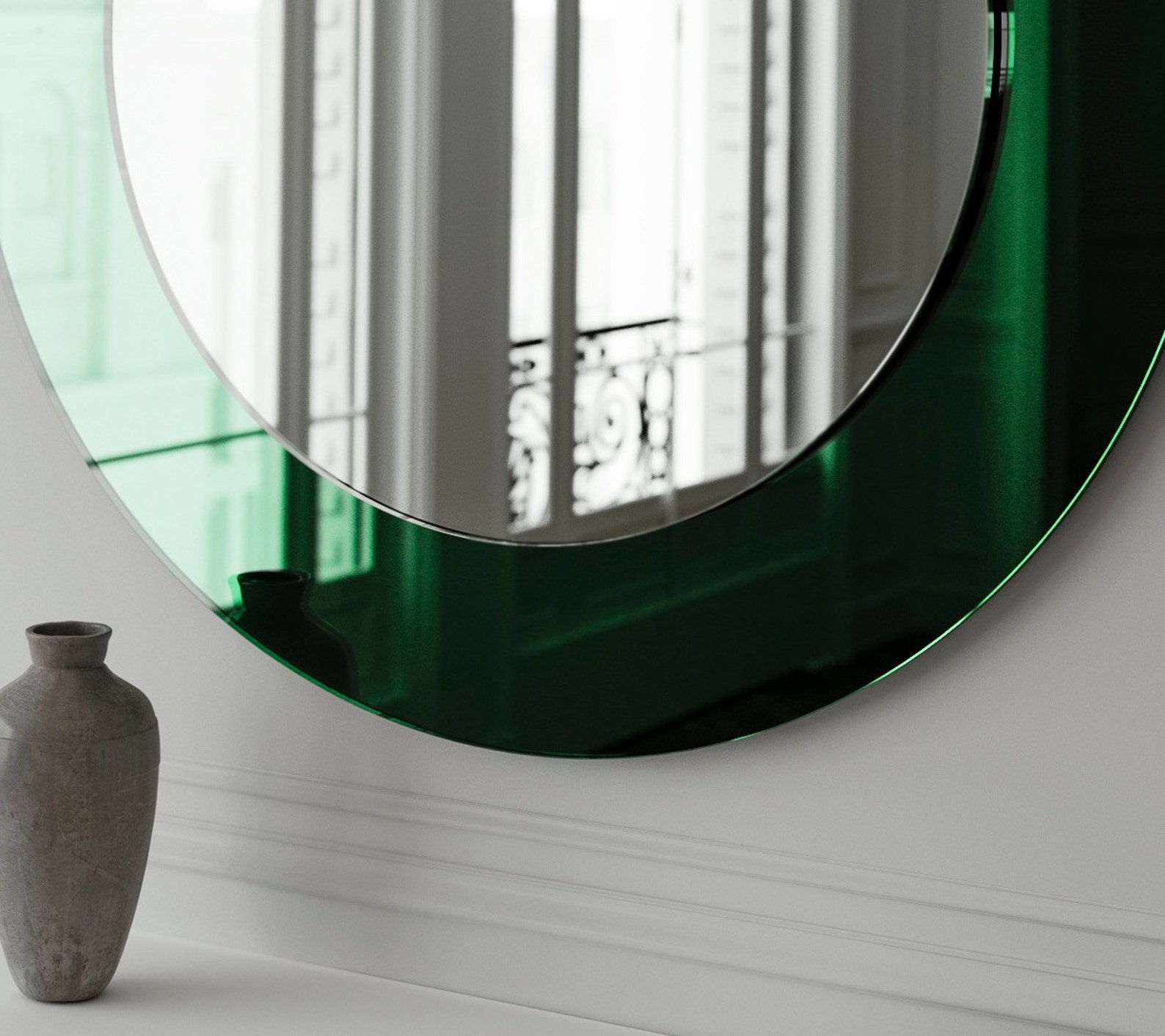 Deco Green Mirror. Art Deco style hanging wall mirror made | Etsy