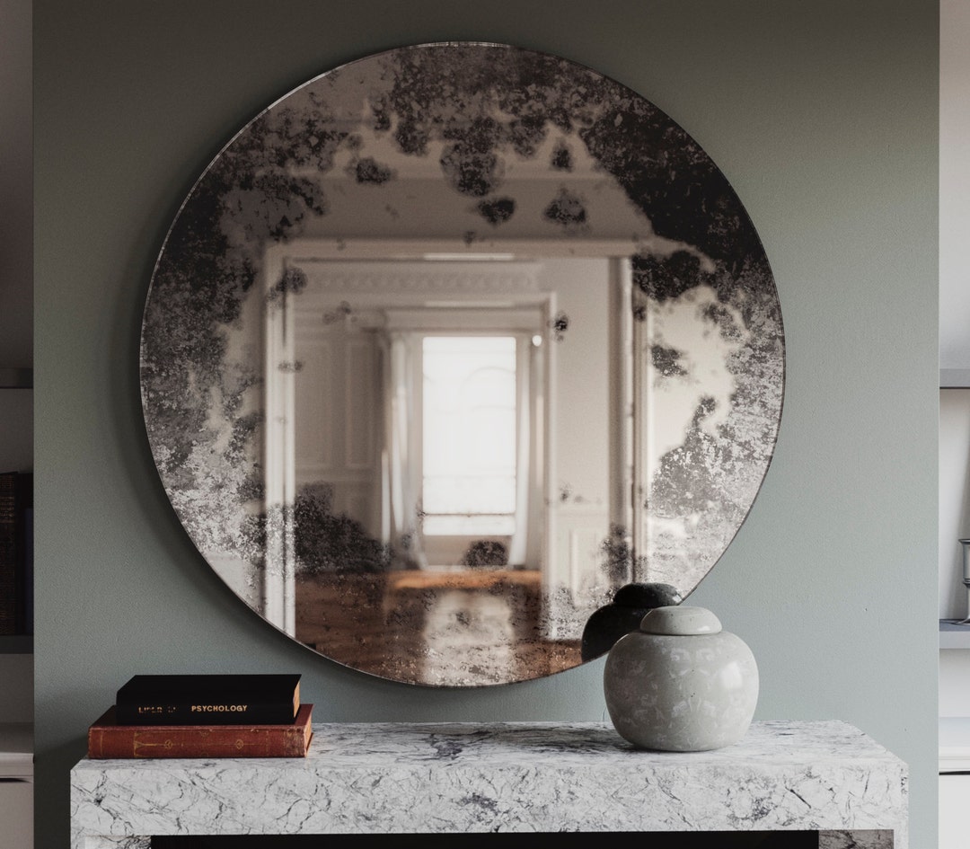 Antique Mirror With Cloudy Pattern. Custom, Hand Made Antiqued Mirror ...