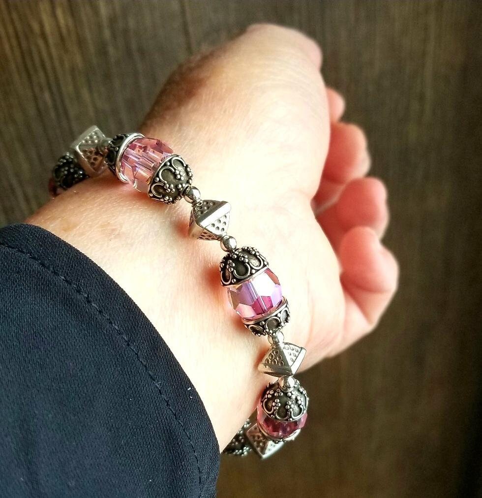 Pink Bracelet, Pink Bracelet Crystal, Pink Bracelet Swarovski, Pink ...