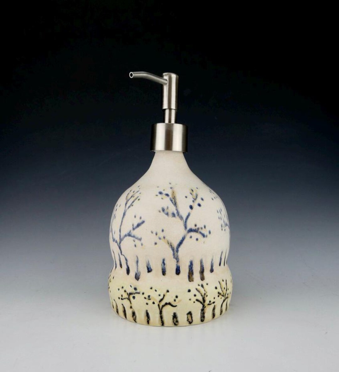 Vine Design Soap Dispenser Porcelain / Hand Glaze Painted Ceramic ...