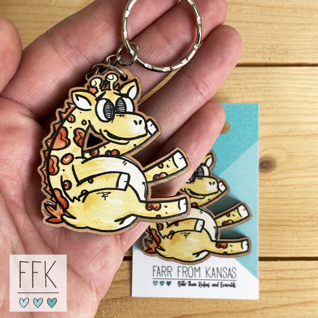Chonky Giraffe Kirschholz Schlüsselanhänger - Etsy.de
