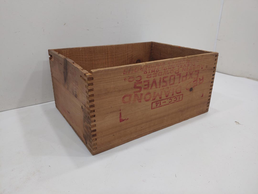 Vintage, Wood Dynamite Crate, Red Diamond, Wooden Crate, Rustic Wood ...