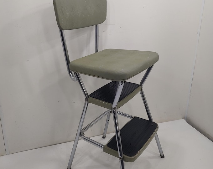 Vintage Kitchen Step Stool, Green Cosco Kitchen Stool With Fold up Seat ...