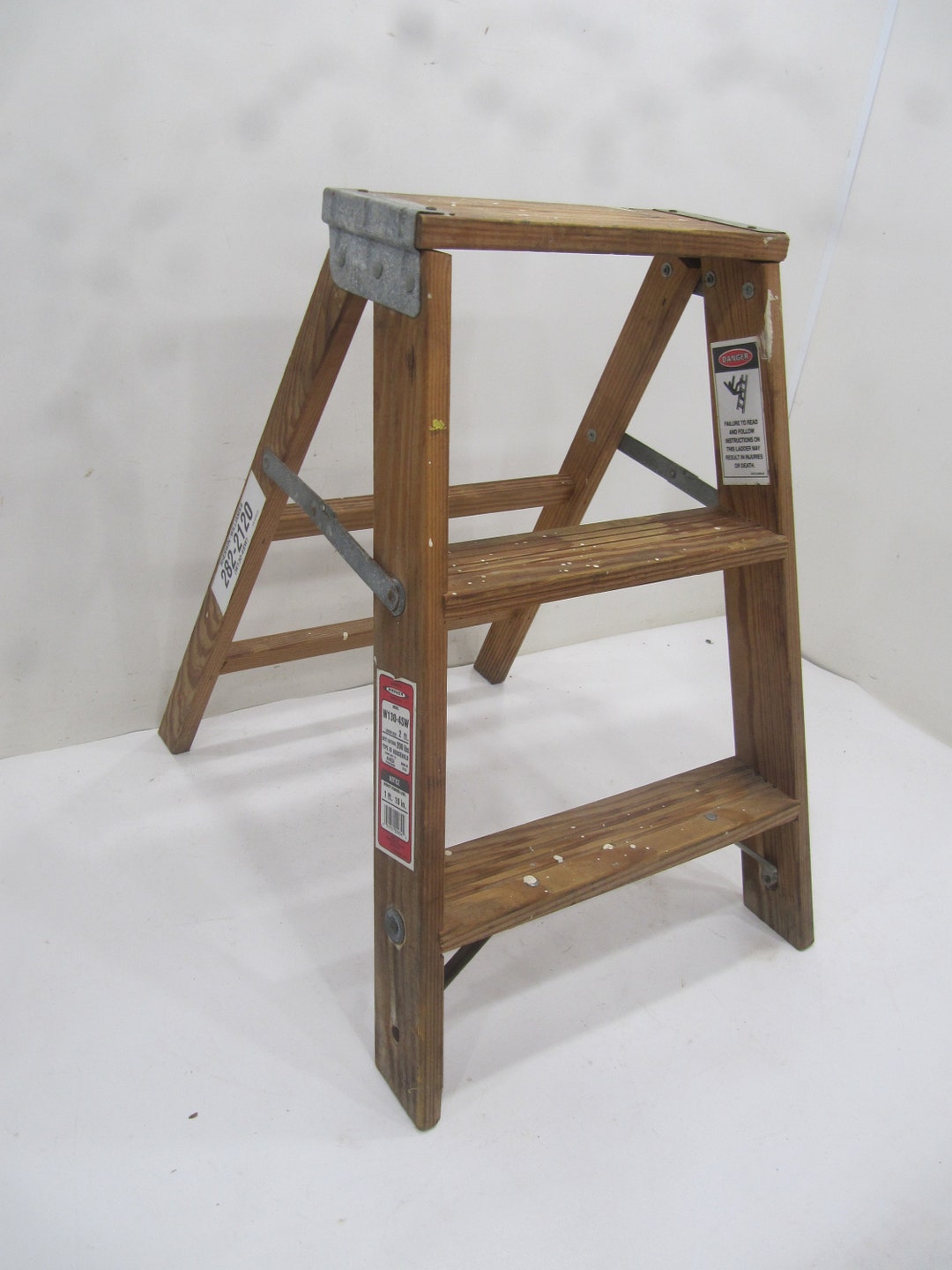 Vintage Step Ladder, Wood Three Step Ladder, Small Step Stool, Wooden ...