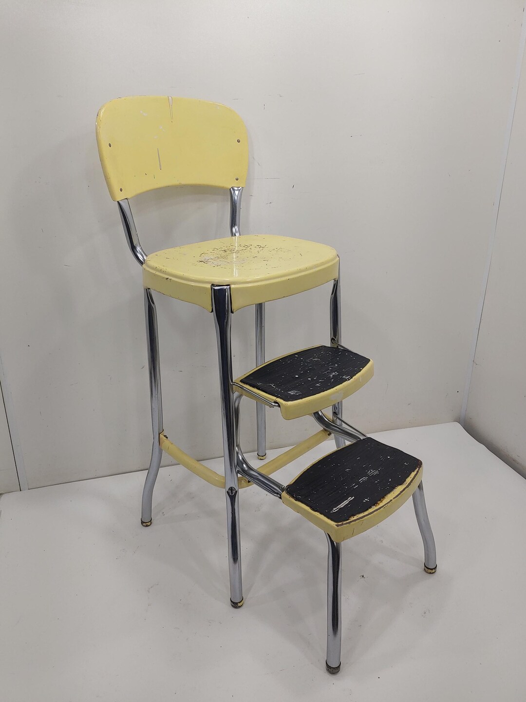 Vintage Step Stool, Kitchen Stool, Metal Step Stool, Foldout Steps ...