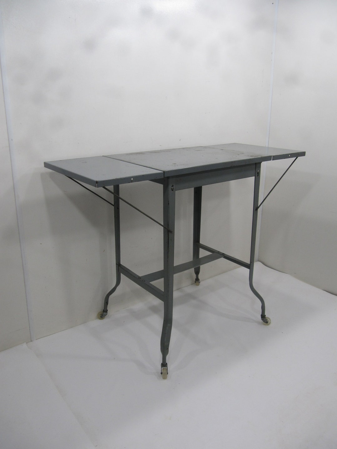 Vintage Metal Cart, Typing Stand, Folding Typing Table With Casters ...