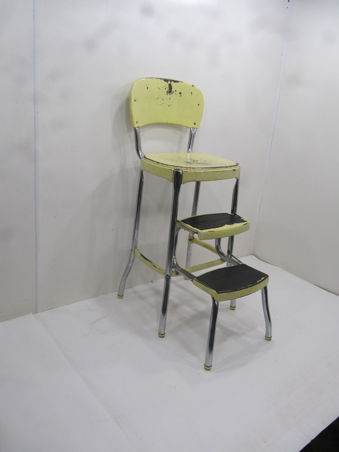 Vintage Step Stool, Kitchen Stool, Metal Step Stool, Foldout Steps ...