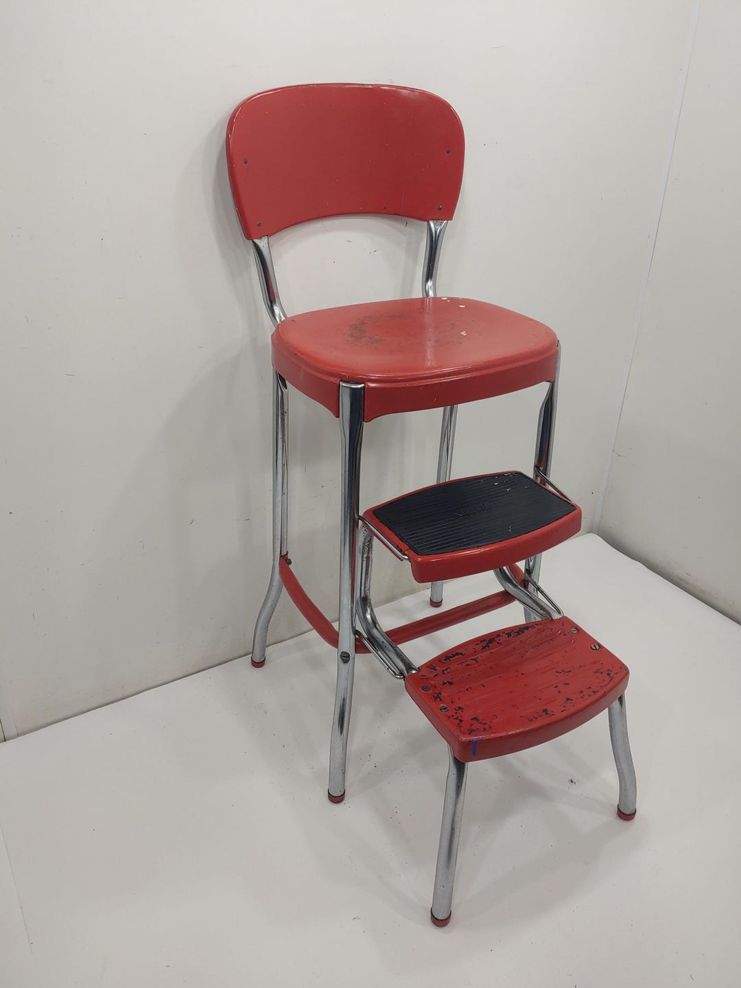 Vintage Step Stool, Kitchen Stool, Metal Step Stool, Foldout Steps ...