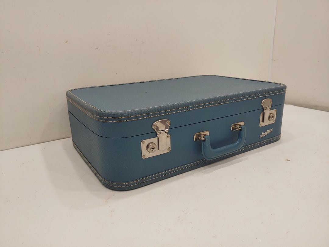 Vintage Luggage,carilite Light Blue Flat Suitcase, Stacking Suitcase ...