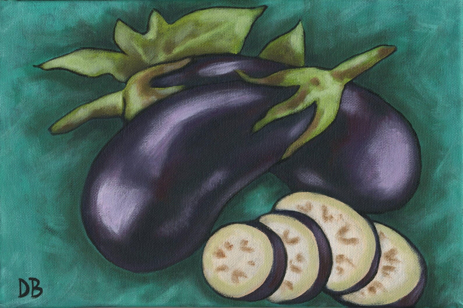 Aubergine Eggplant Deep Purple Colourful Acrylic Painting - Etsy
