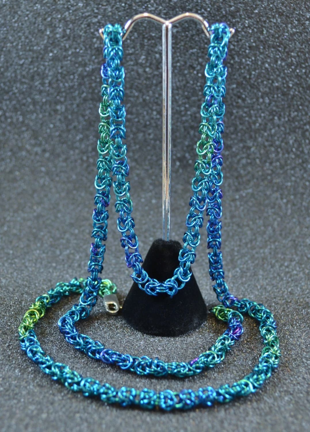 Blue Green Ombre Niobium Byzantine or Box Chain Necklace - Pick Your ...