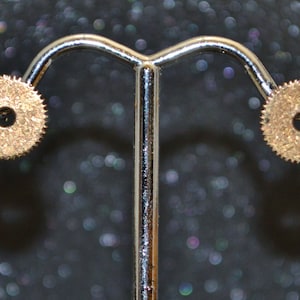 Cast Small Gear Stud Earrings - Bronze Tiny Saw Tooth Gears With Holes ...