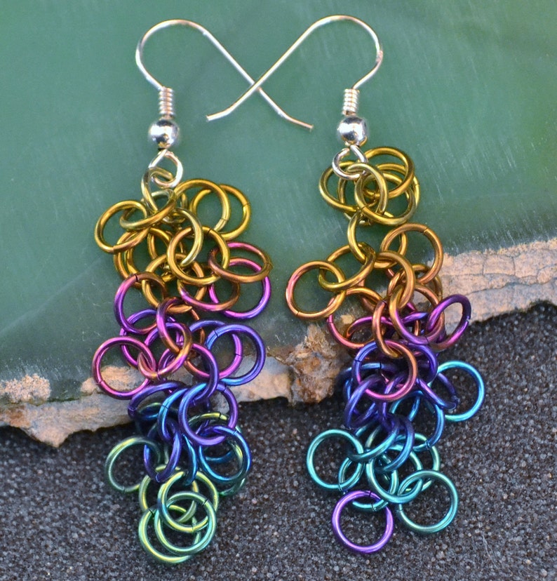 Rainbow Niobium Ombre Shaggy Loop Dangle Earrings Etsy