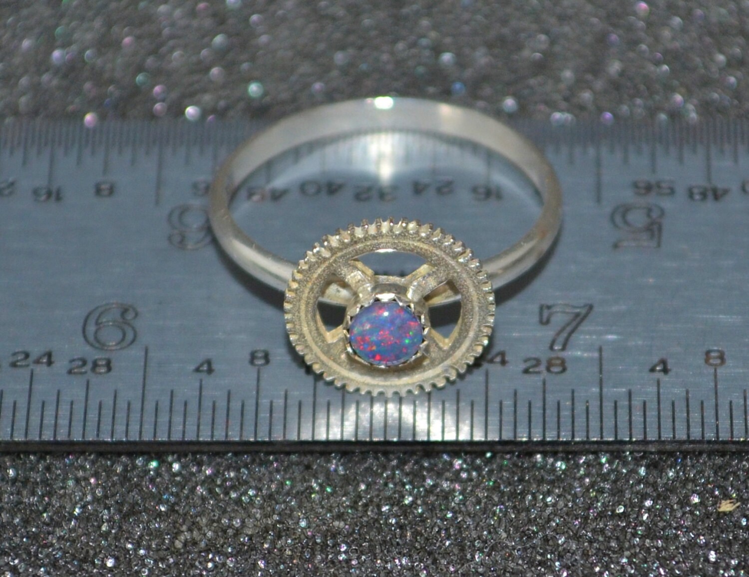 Cast Small Open Gear Stacking Ring Choose a Gem Steampunk - Etsy