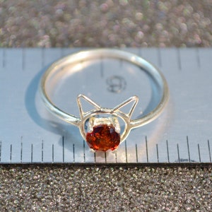 Small Sterling Wire Cat Head Ring in Your Size - Choose a Gemstone ...