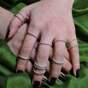 Sterling Silver Bead Wire Stacking Ring. Simple Sturdy Textured ...