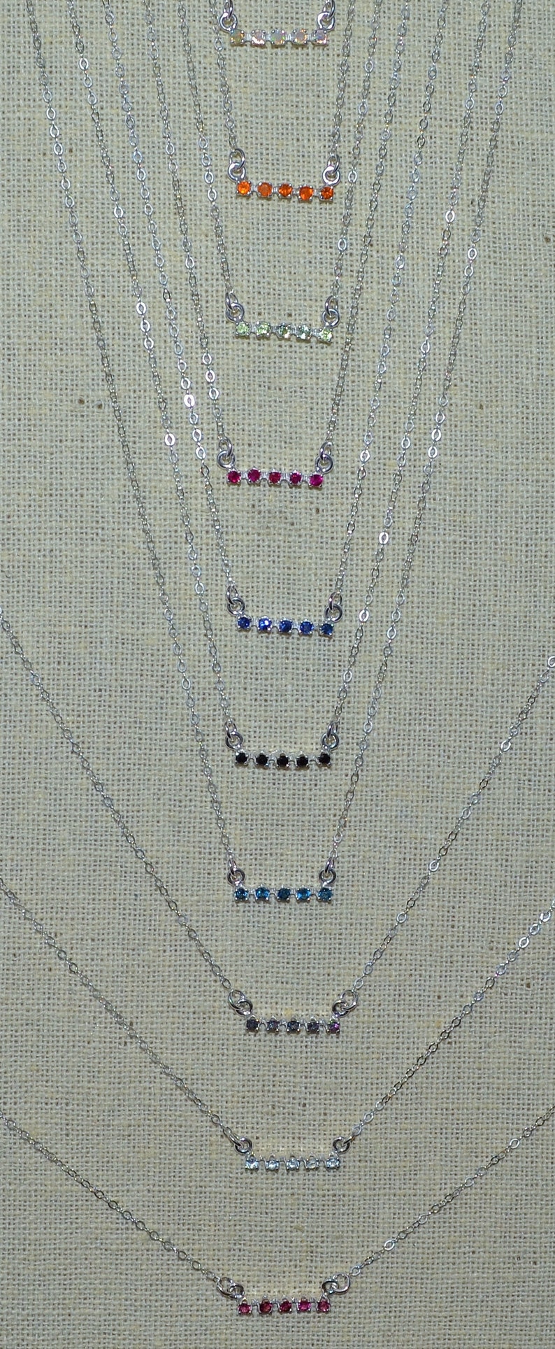 Genuine 2mm Ruby Faceted Gem Bar Necklace or Pendant You | Etsy