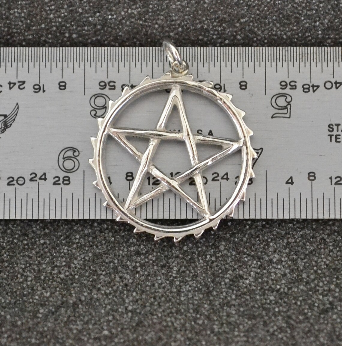 Cast Sterling Silver Pentacle Gear Pendant - Steampunk Inspired Wiccan ...