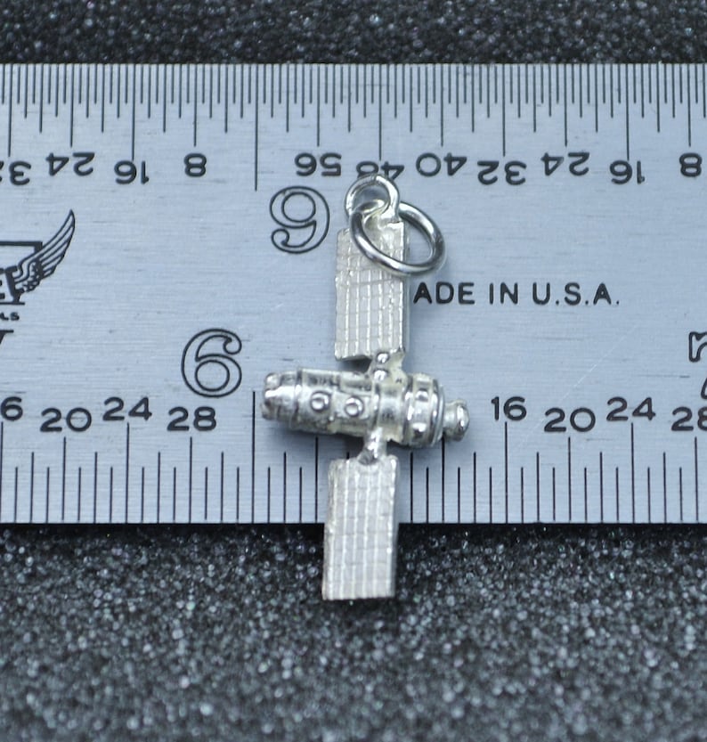 Sterling Silver Small Space Satellite Pendant or Charm. Small 3D ...
