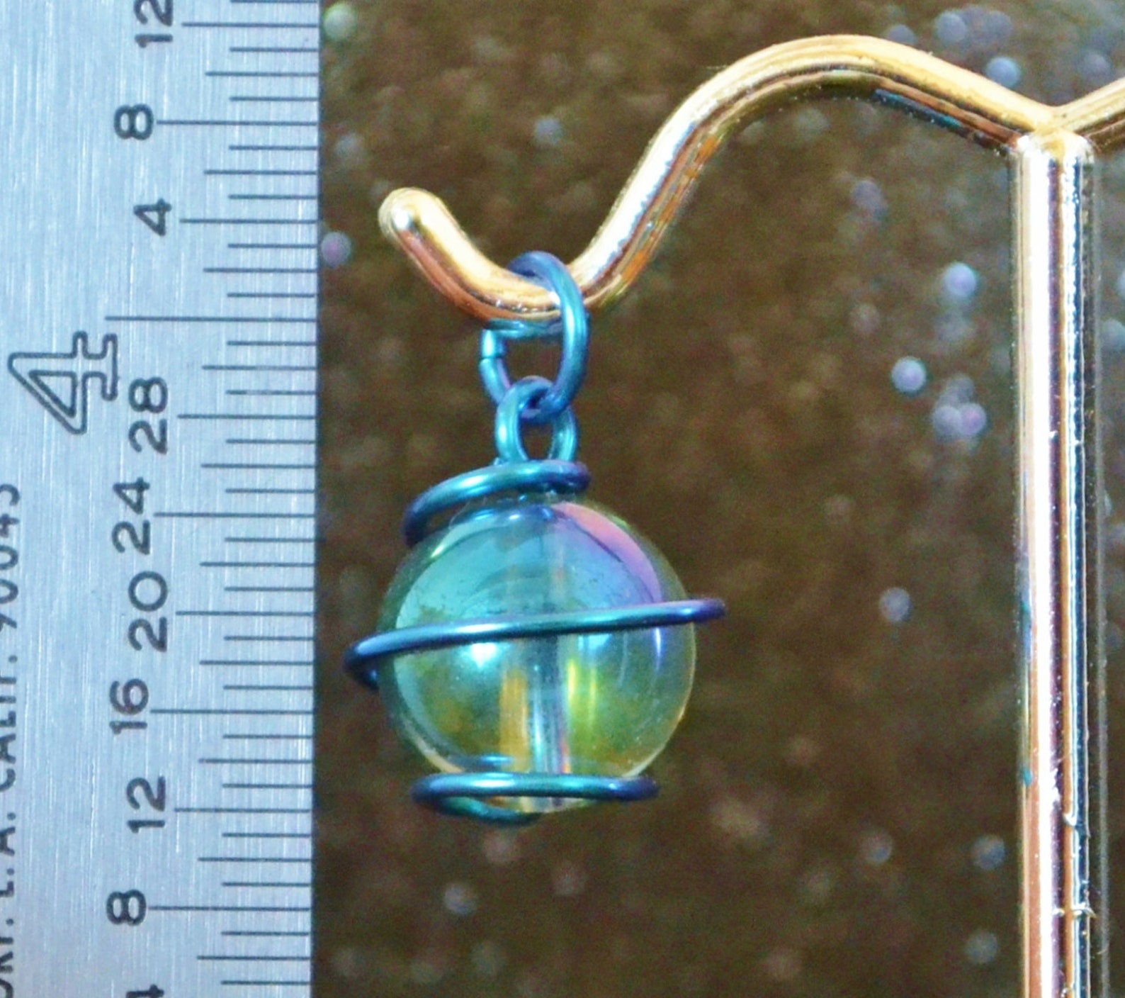 Blue Niobium and Aqua Aura Quartz Wrapped Bead Charm or | Etsy
