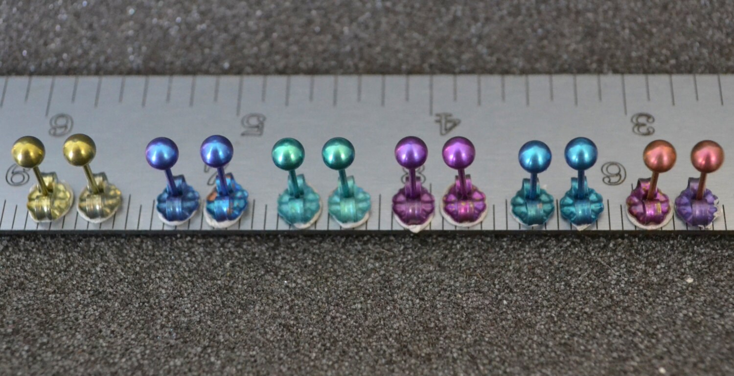 Titanium Ball Stud Or Post Earrings 4 mm Ball Choose a | Etsy
