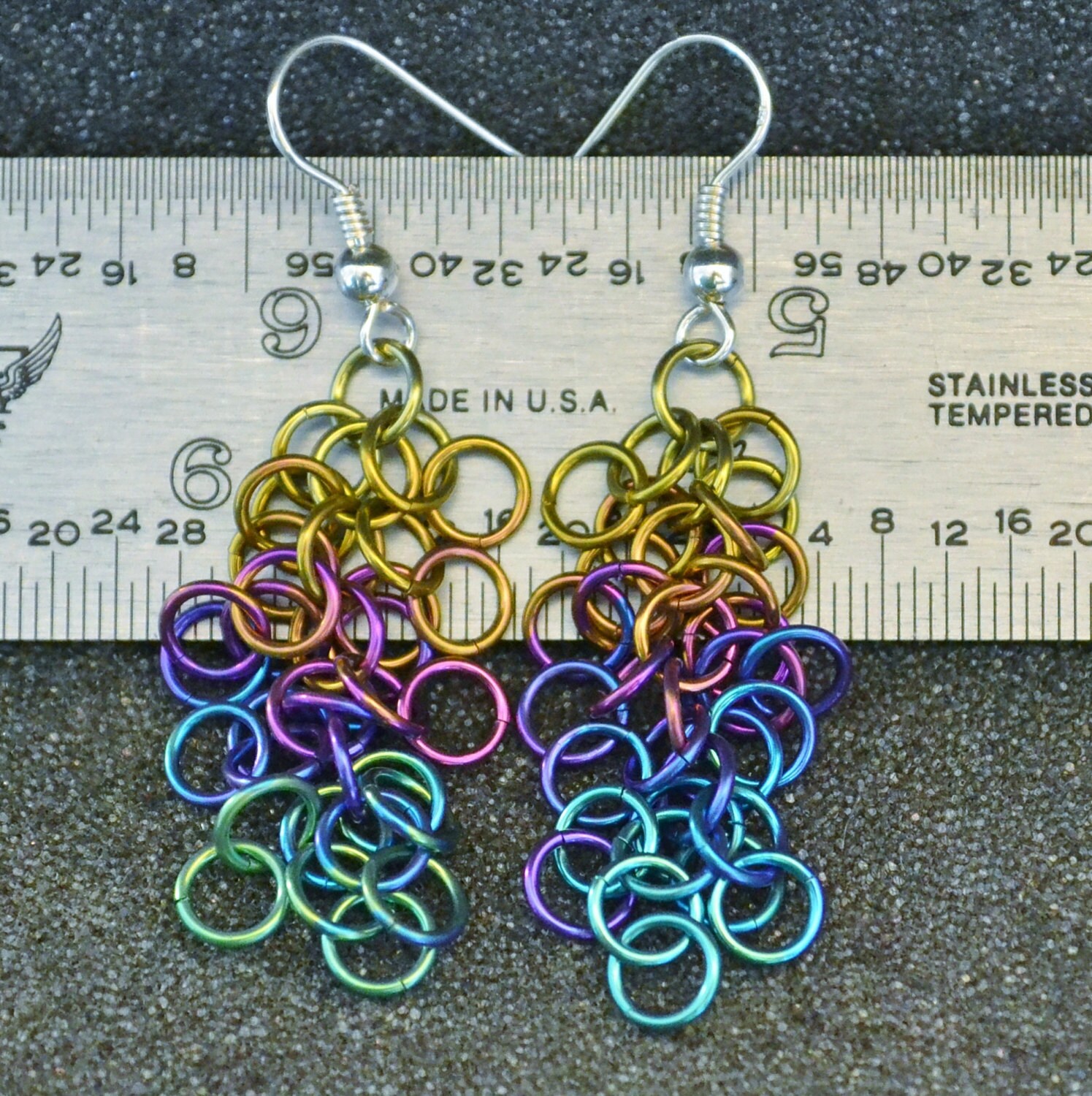 Rainbow Niobium Ombre shaggy Loop Dangle Earrings. - Etsy