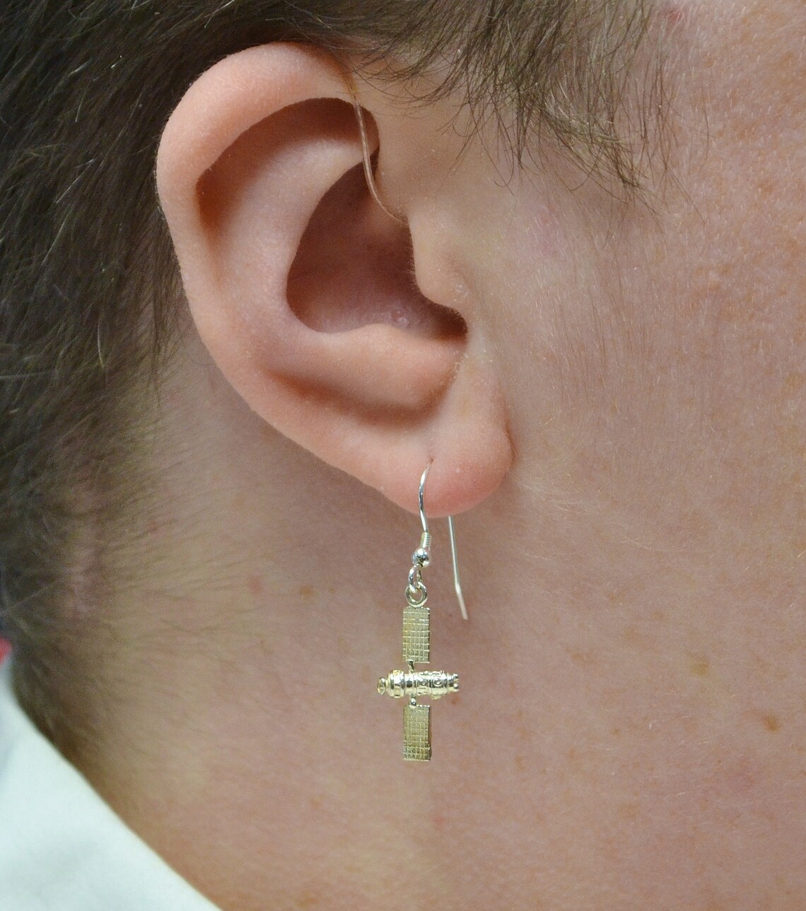 Sterling Silver Small Space Satellite Earrings. Small 3D Orbital Space ...