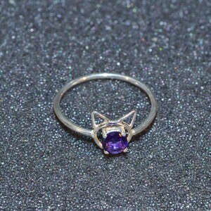 Small Sterling Wire Cat Head Ring in Your Size - Choose a Gemstone ...